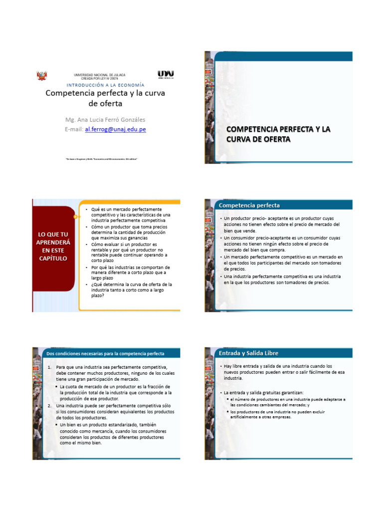 Semana 10 Competencia Perfecta y La Curva de Oferta | PDF | Mercado ...