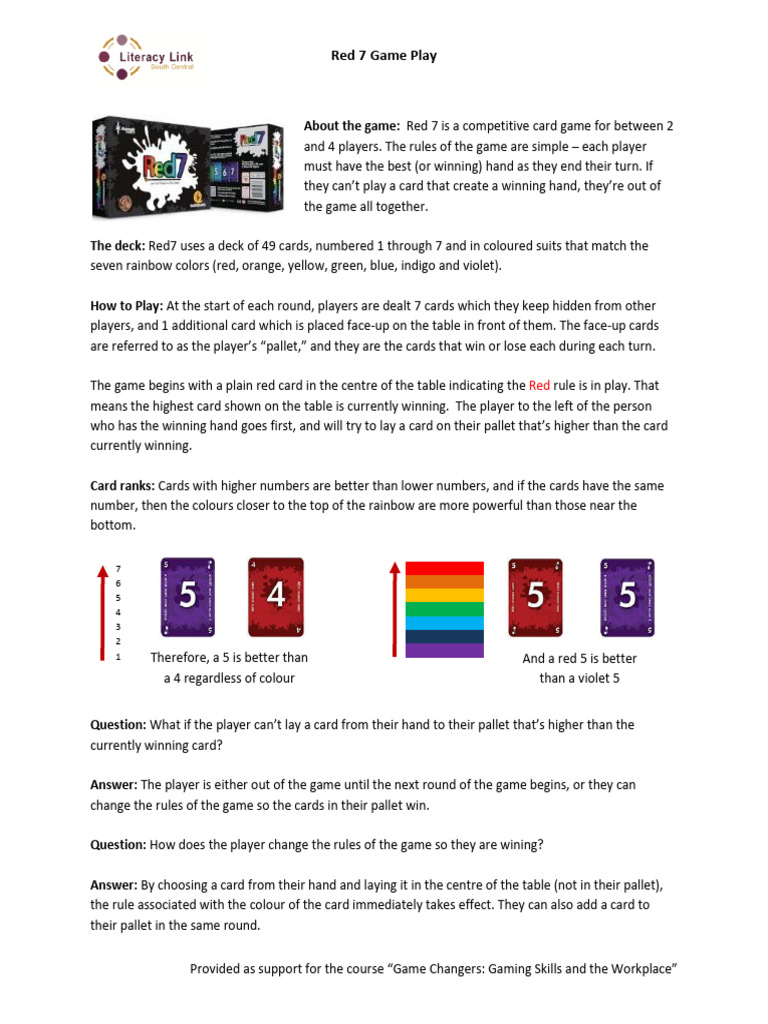Red 7 Gameplay | PDF | Playing Cards | Red