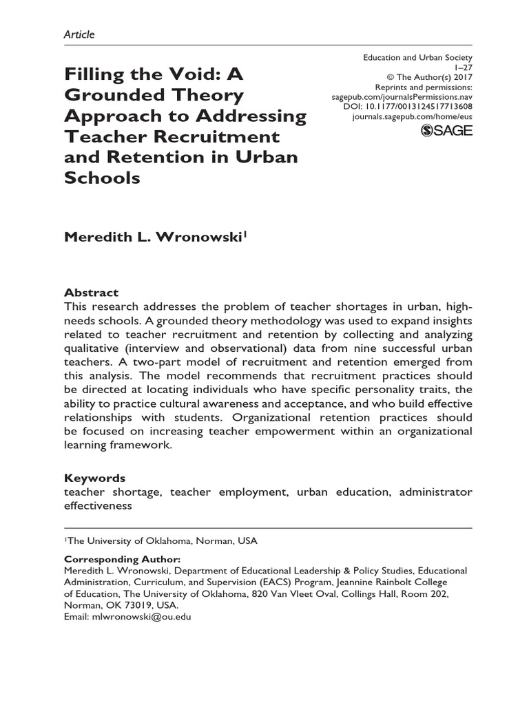 Filling The Void A Grounded Theory | PDF | Teachers | Methodology