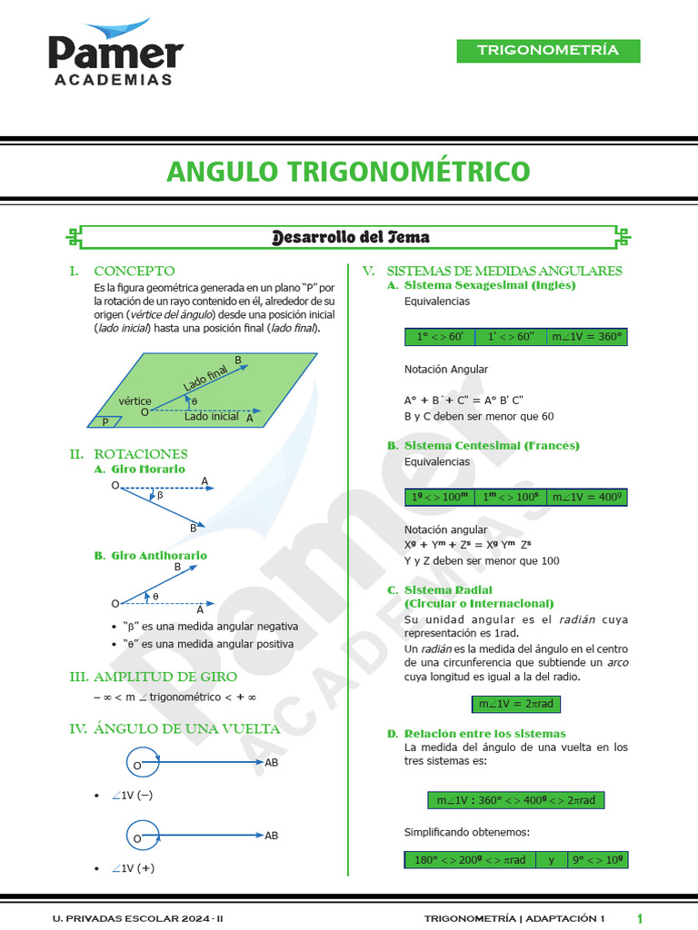 Trigonometría - Adap 1 | PDF | Geometría triangular | Geometria clasica