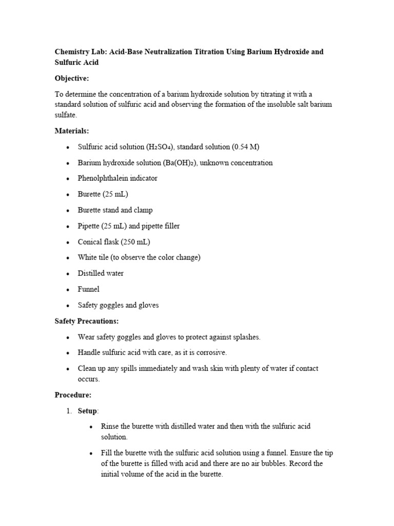 Acid-Base Neutralization Titration - Chemistry Lab | PDF | Titration ...