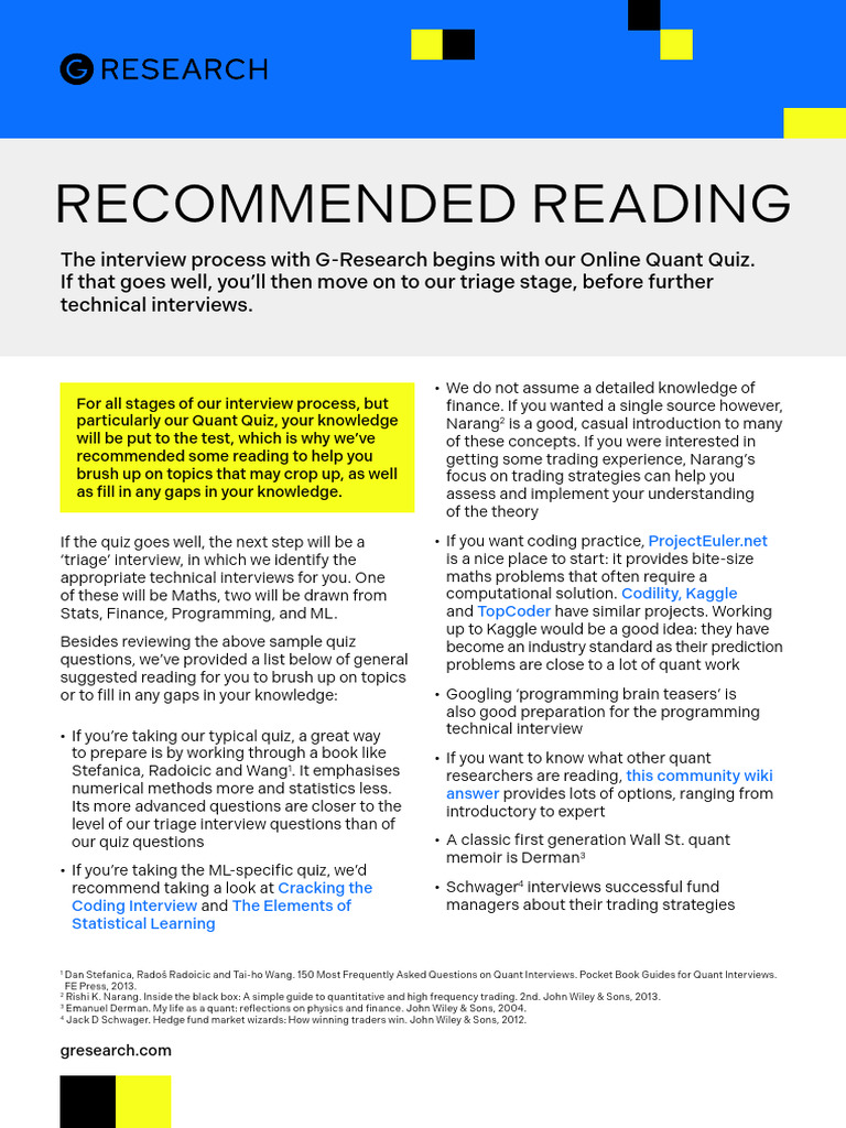 Quantitative Research and Machine Learning Interview Recommended ...