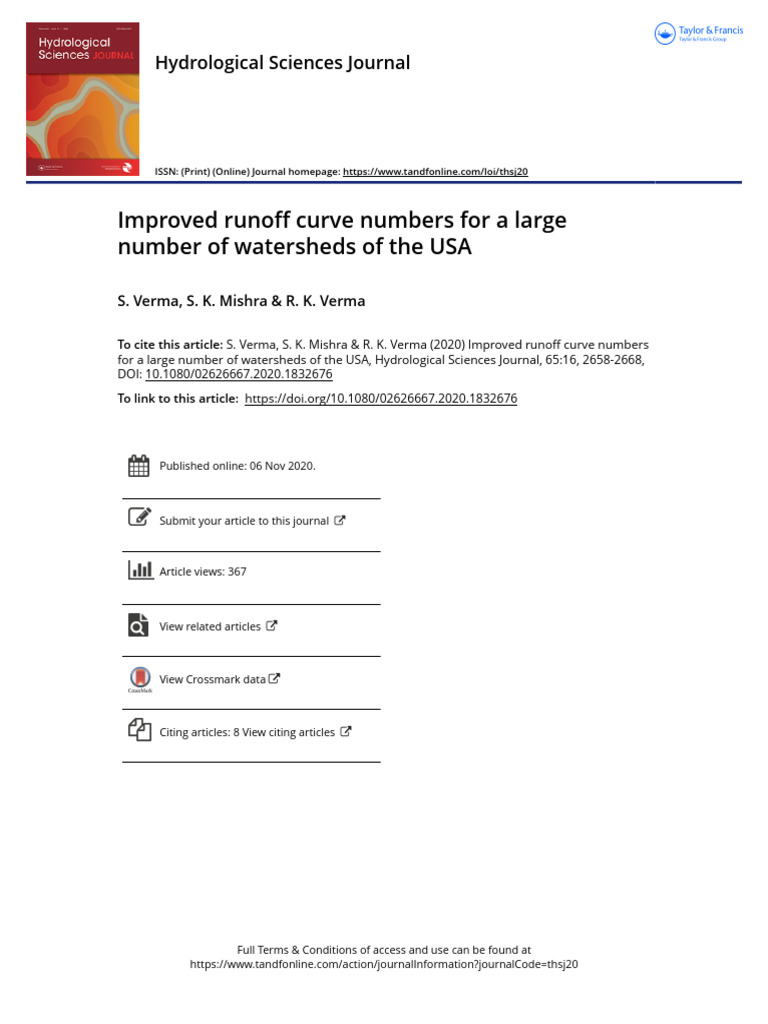 Improved Runoff Curve Numbers For A Large Number of Watersheds of The ...