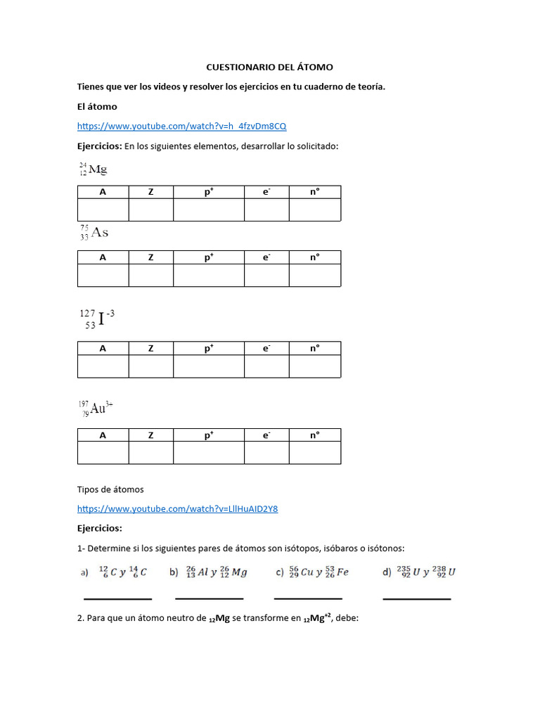 Tarea Del Átomo | PDF
