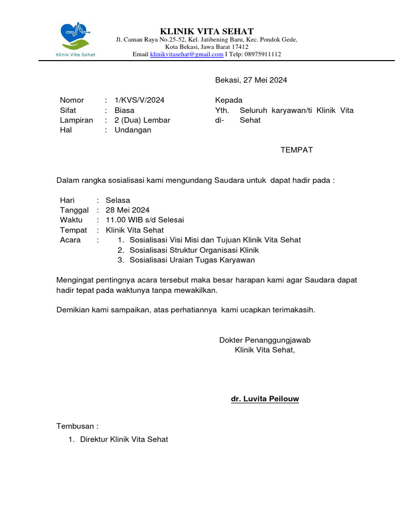 Undangan Dan Daftar Hadir Sosialisasi TKK 1 | PDF
