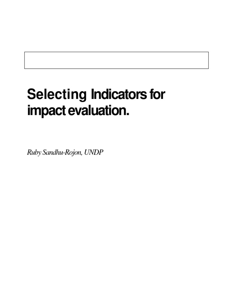 Selecting Indicators For Impact Evaluation | PDF | Governance | Gini ...