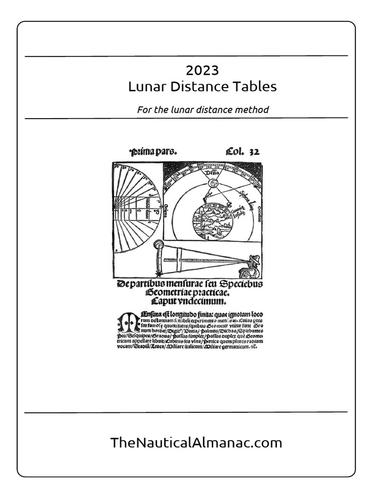 2023 Lunar Distance Tables | PDF | Navigation | Astronomy