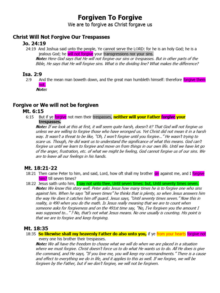 The Importance of Forgiveness in Faith | PDF | Forgiveness | Sin