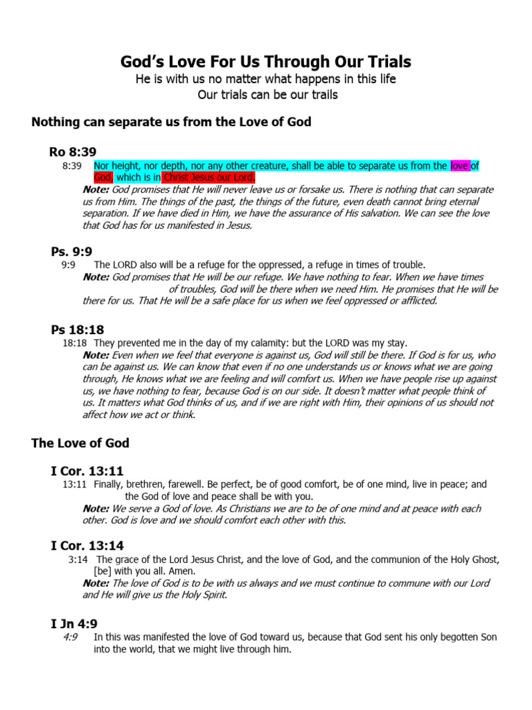 God's Love in Our Trials | PDF | Faith | Jesus