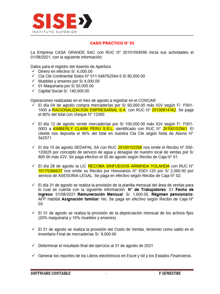 Software Contable - Caso Practico N° 03 (2) | PDF