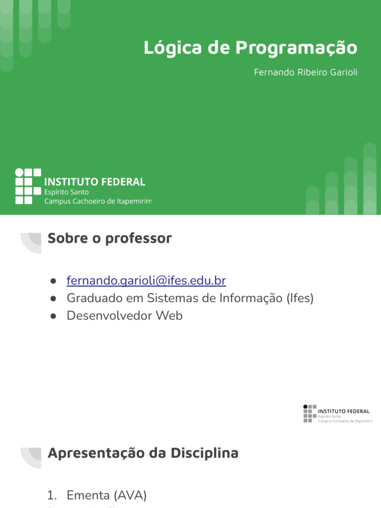Aula 01 - Introdução A Lógica de Programação | PDF | Linguagem de ...