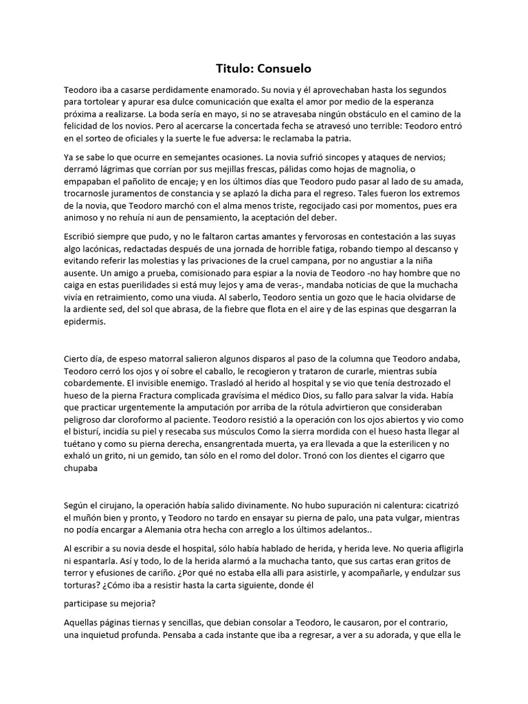 Resume de el libro Consuelo | PDF