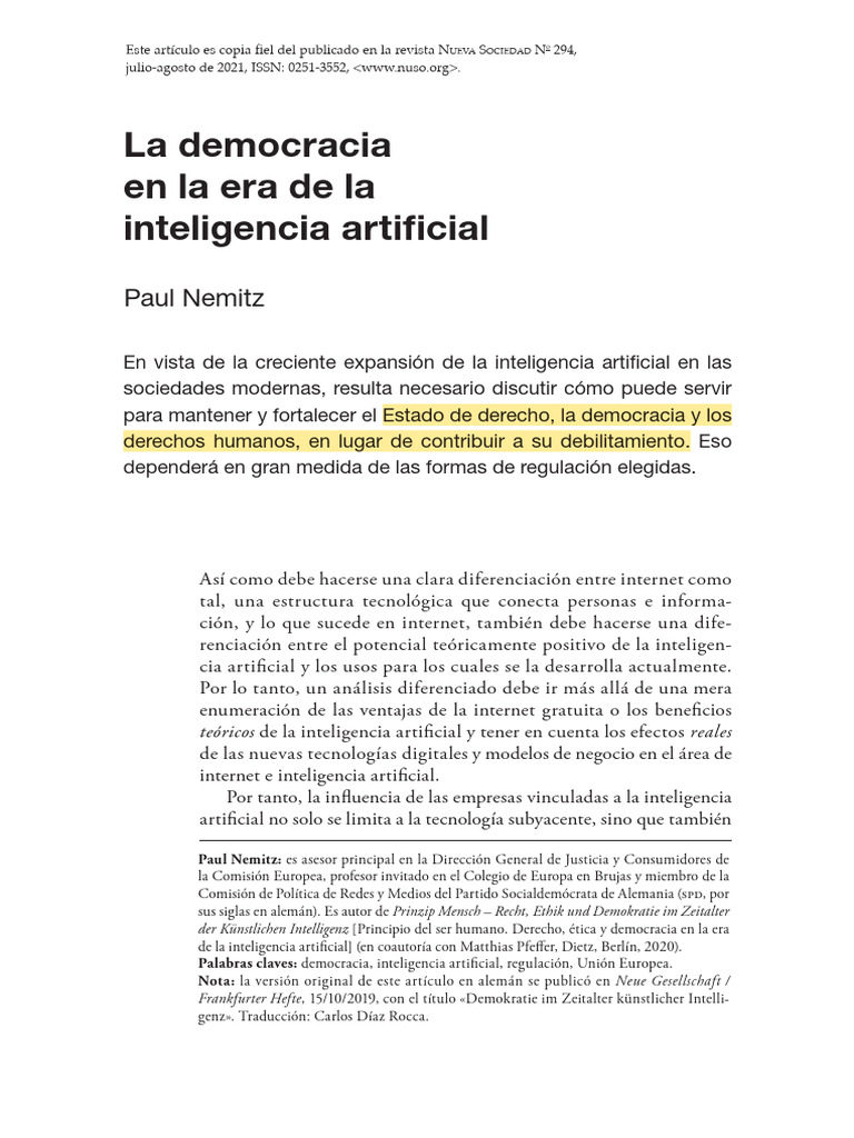 10.TC Nemitz 294 | PDF | Inteligencia artificial | Inteligencia (IA) y ...