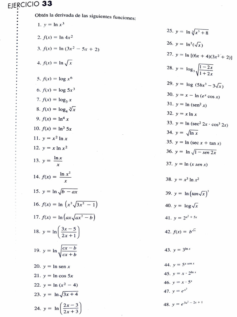 Tarea 6. Derivada de Funciones Exp y Log | PDF
