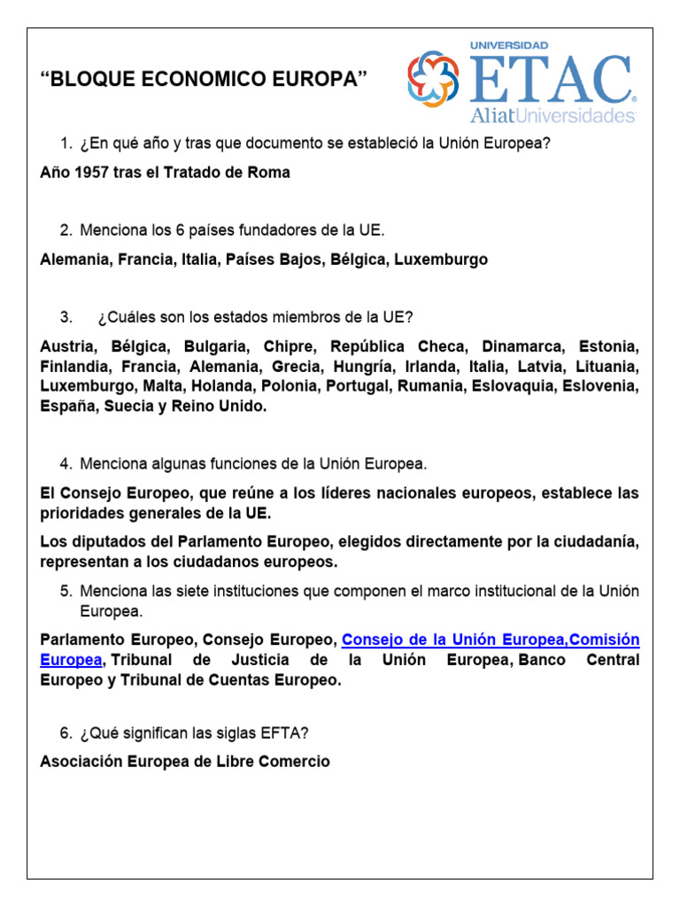 Bloque Economico Europa Resuelto | PDF Bloque Economico Europa Resuelto | PDF