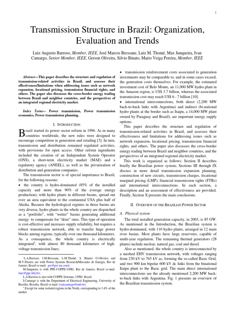 A3-Transmission Structure in Brazil - Organization, Evaluation and ...