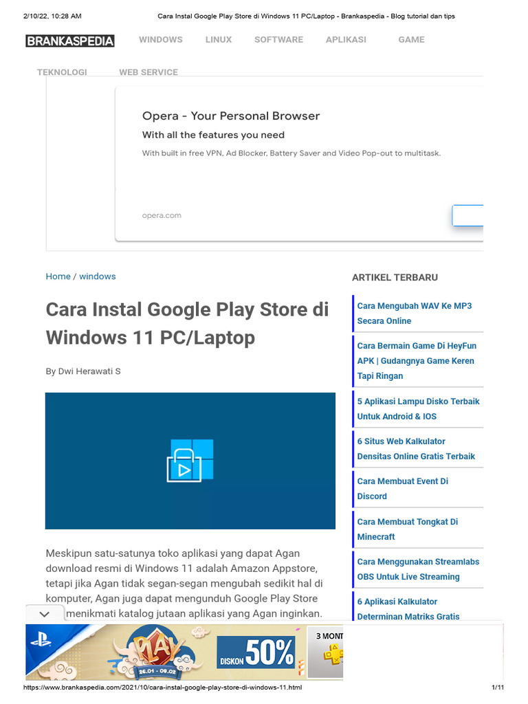 Cara Instal Google Play Store Di Windows 11 PC - Laptop - Brankaspedia - Blog Tutorial Dan Tips ...