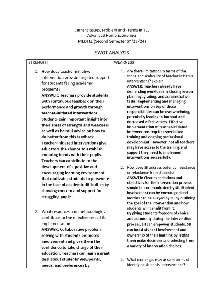 Swot Analysis Exam | Download Free PDF | Teachers | Sustainability
