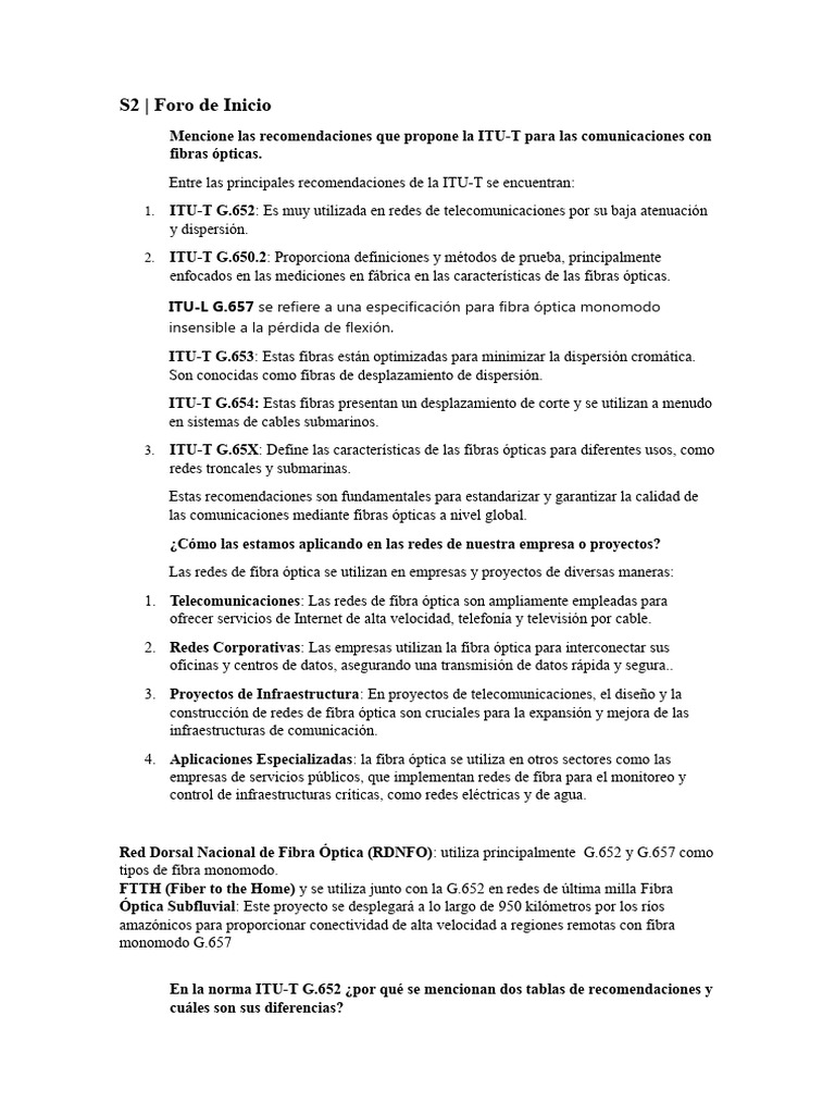 S2 - Foro de Inicio: ITU-L G.657 Se Refiere A Una Especificación para ...