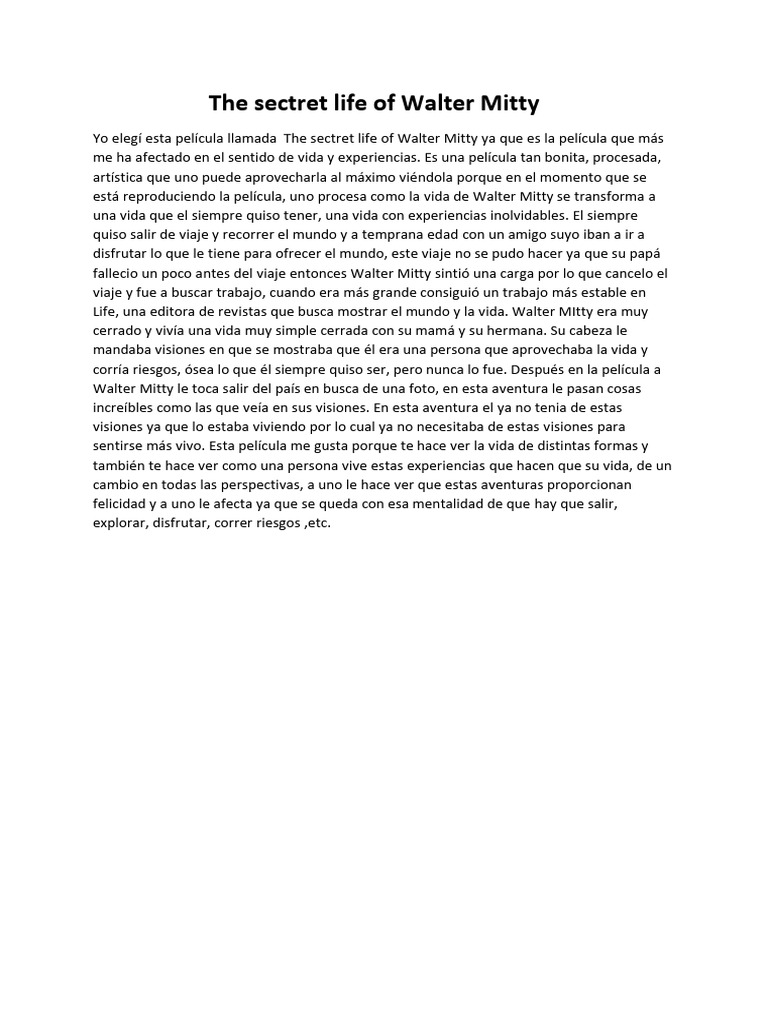 The Sectret Life of Walter Mitty | PDF