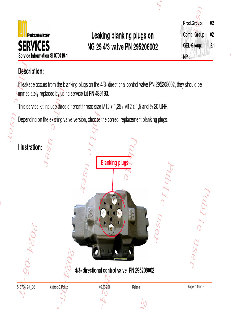 Replace Leaking Plugs on NG 25 Valve | PDF | Hydraulics | Equipment