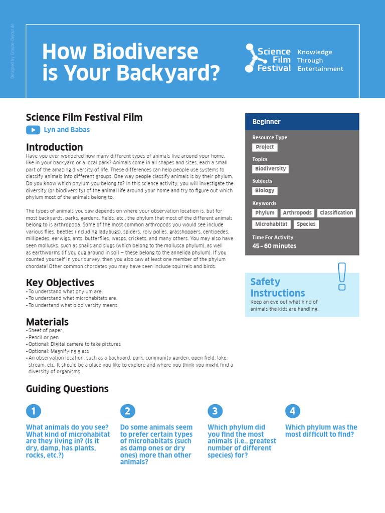 How Biodiverse Is Your Backyard | PDF | Habitat | Biodiversity