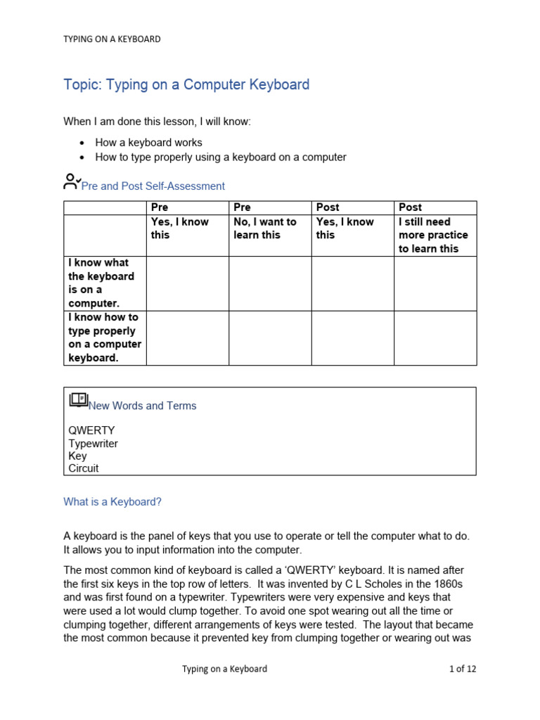 Typing On A Keyboard CNIB | PDF | Computer Keyboard | Keyboard Shortcut