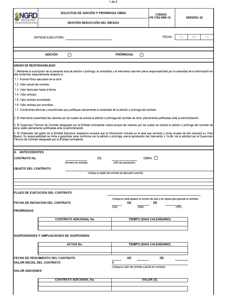 Versión: 02 Código: FR-1702-SRR-19: DD MM AA | PDF | Tecnología