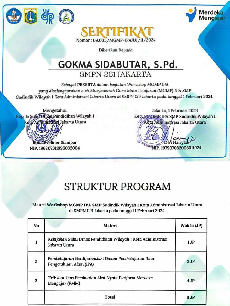 Sertifikat Workshop Gokma | PDF