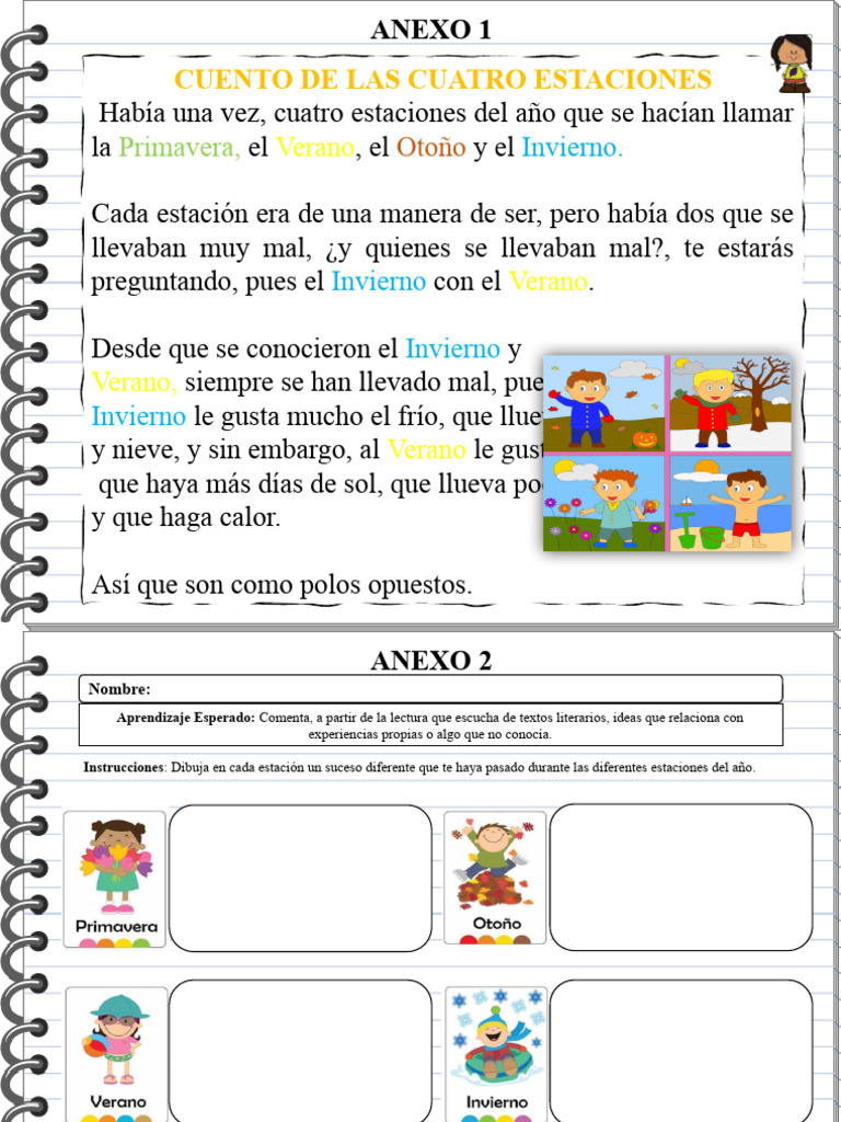 Cuento de las Cuatro Estaciones | PDF | Aprendizaje | Invierno