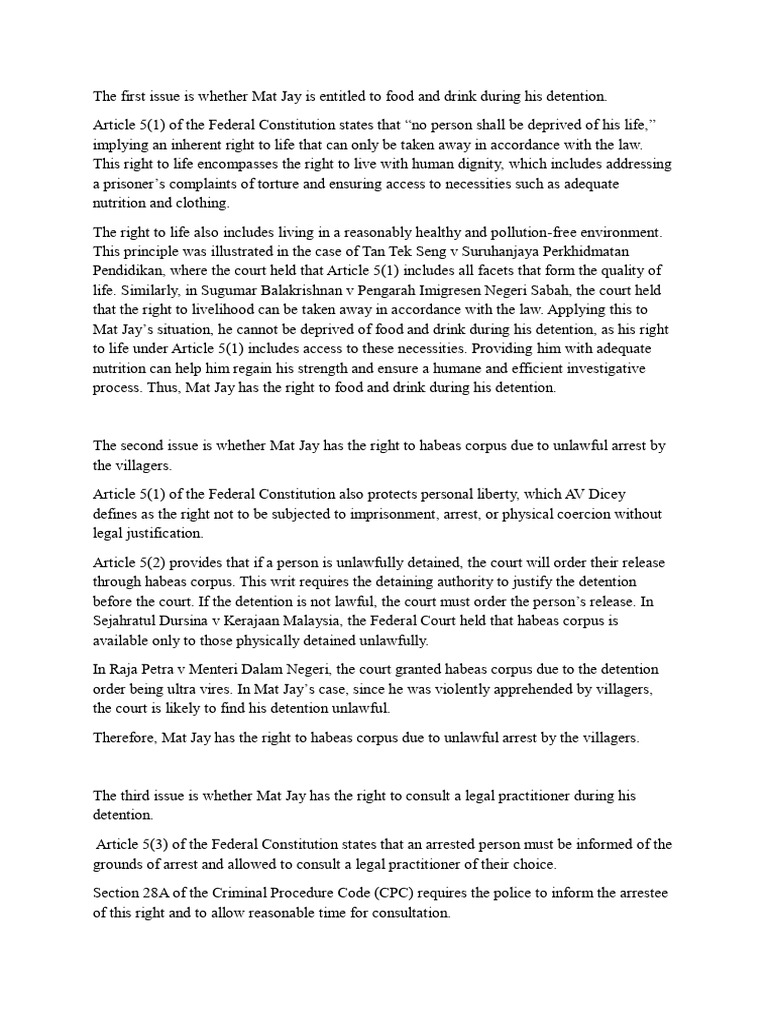 Tutorial 3 CONSTI | Download Free PDF | Habeas Corpus | Detention (Imprisonment)