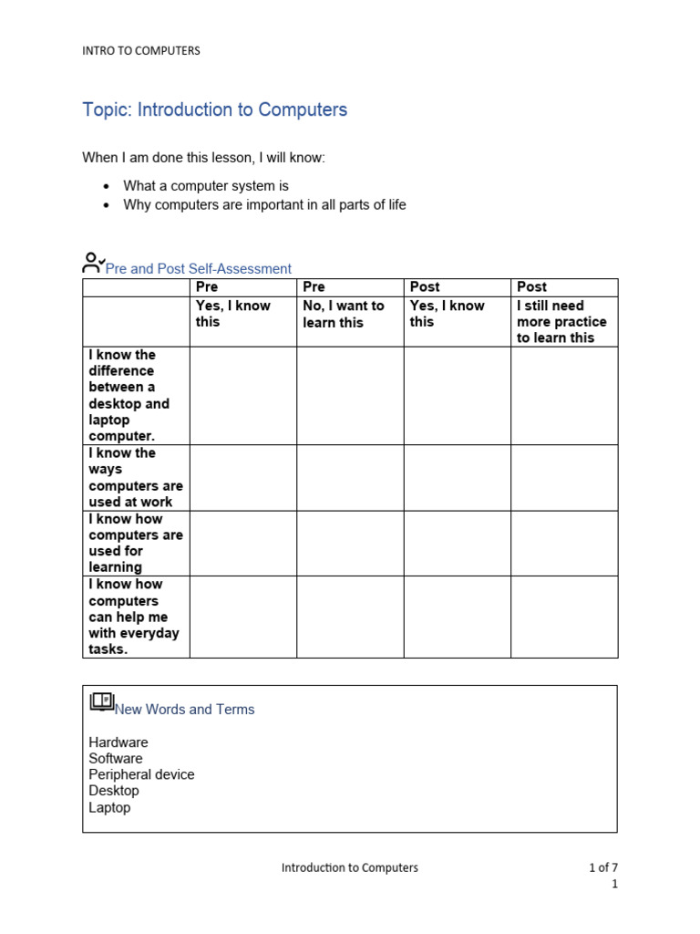 20. Intro to Computers CNIB | PDF | Computer Hardware | Desktop Computer