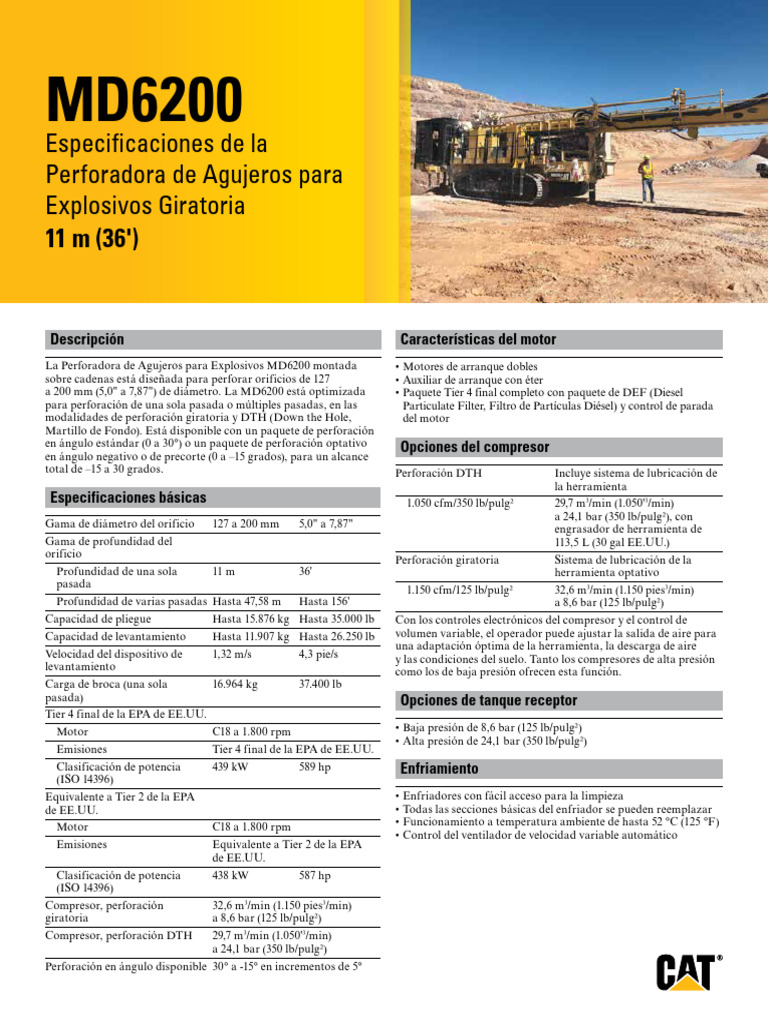 ESPECIFICACIONES MD6200 | PDF | Perforación | Tanques