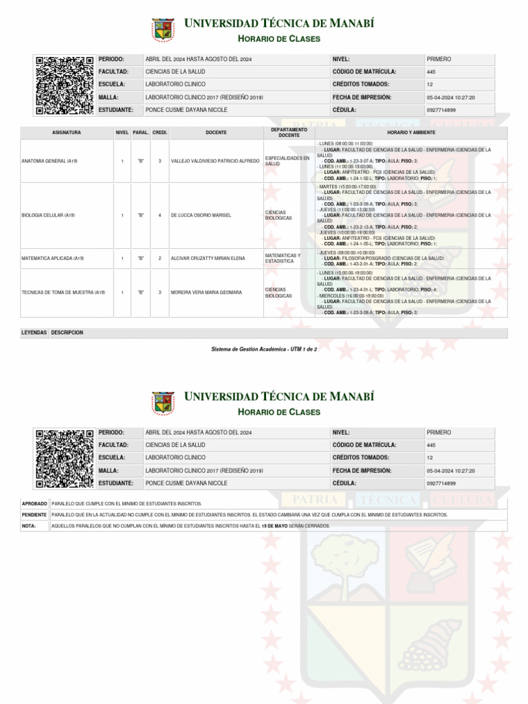 Horario de La Utm | PDF