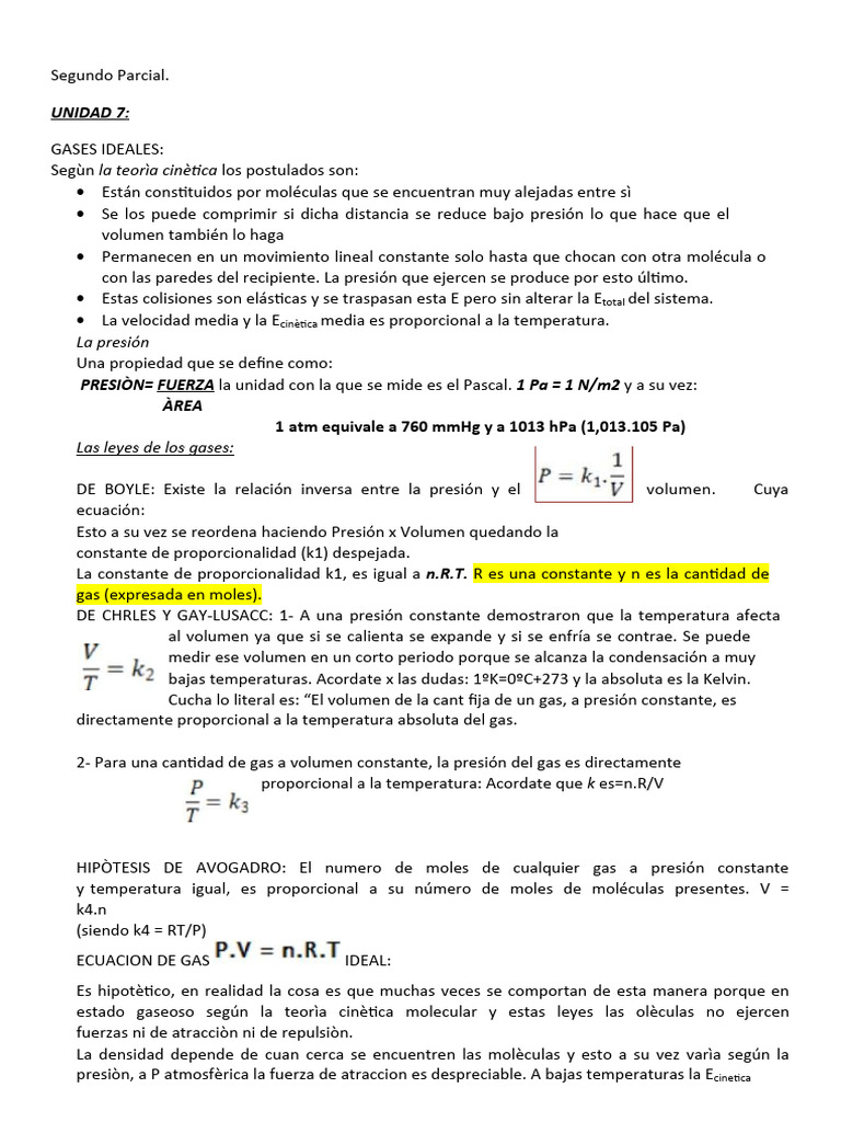 Segundo Parcial Resumen QUIMICA | Descargar gratis PDF | Redox | Gases