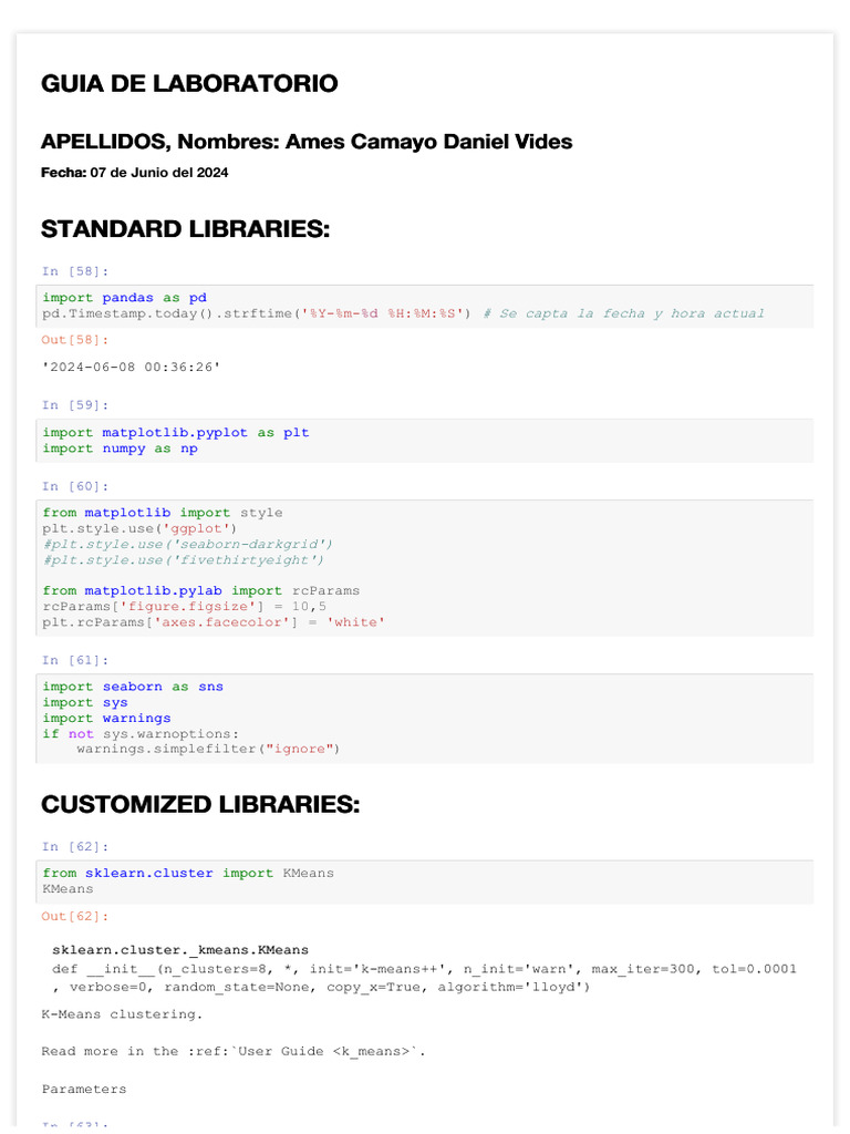 Casos de ML Unsupervised Daniel Ames Camayo | PDF | Cluster Analysis | Standard Score