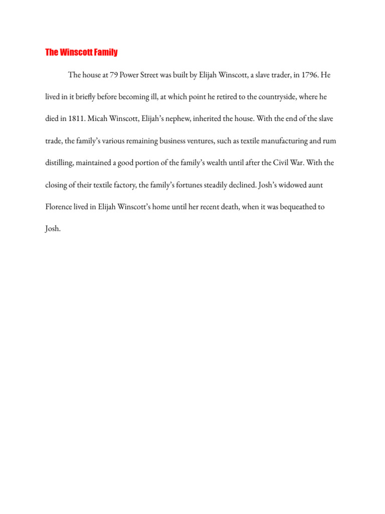 History of the Winscott Family Home | PDF | Travel