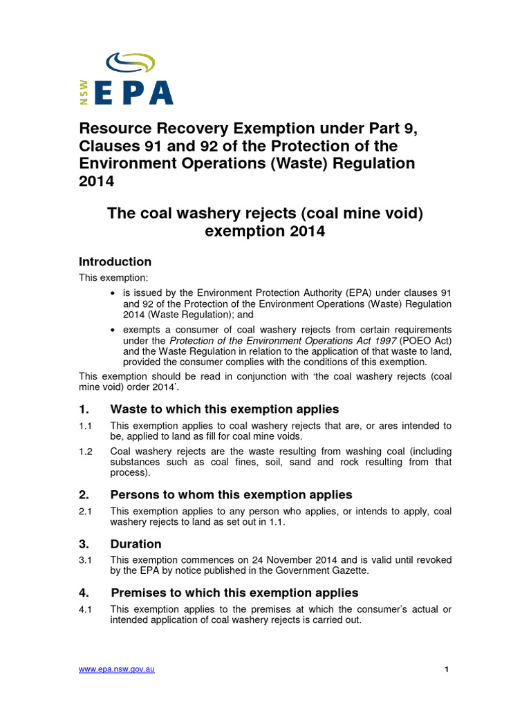 Coal Washery Rejects Exemption | PDF | Waste | United States ...