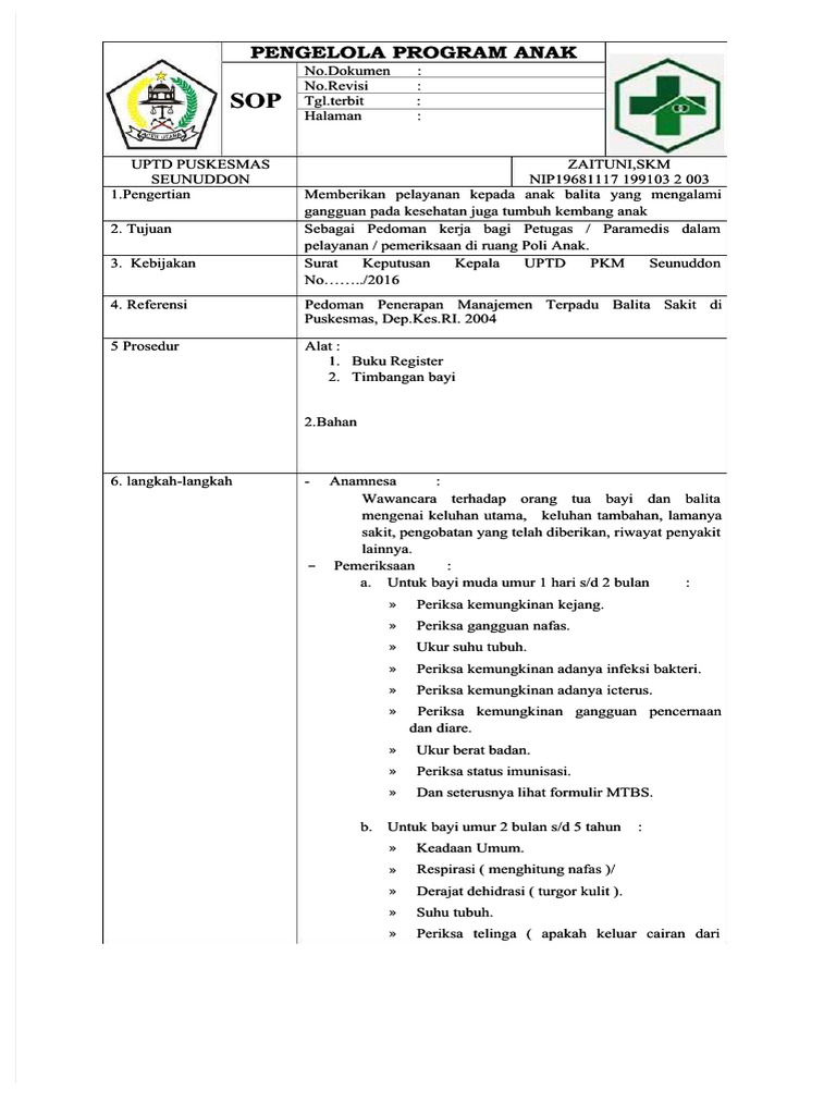 PDF Sop Program Anak - Compress | PDF