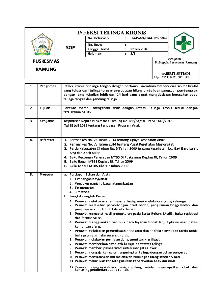 PDF 9sop Infeksi Telinga Kronis - Compress | PDF