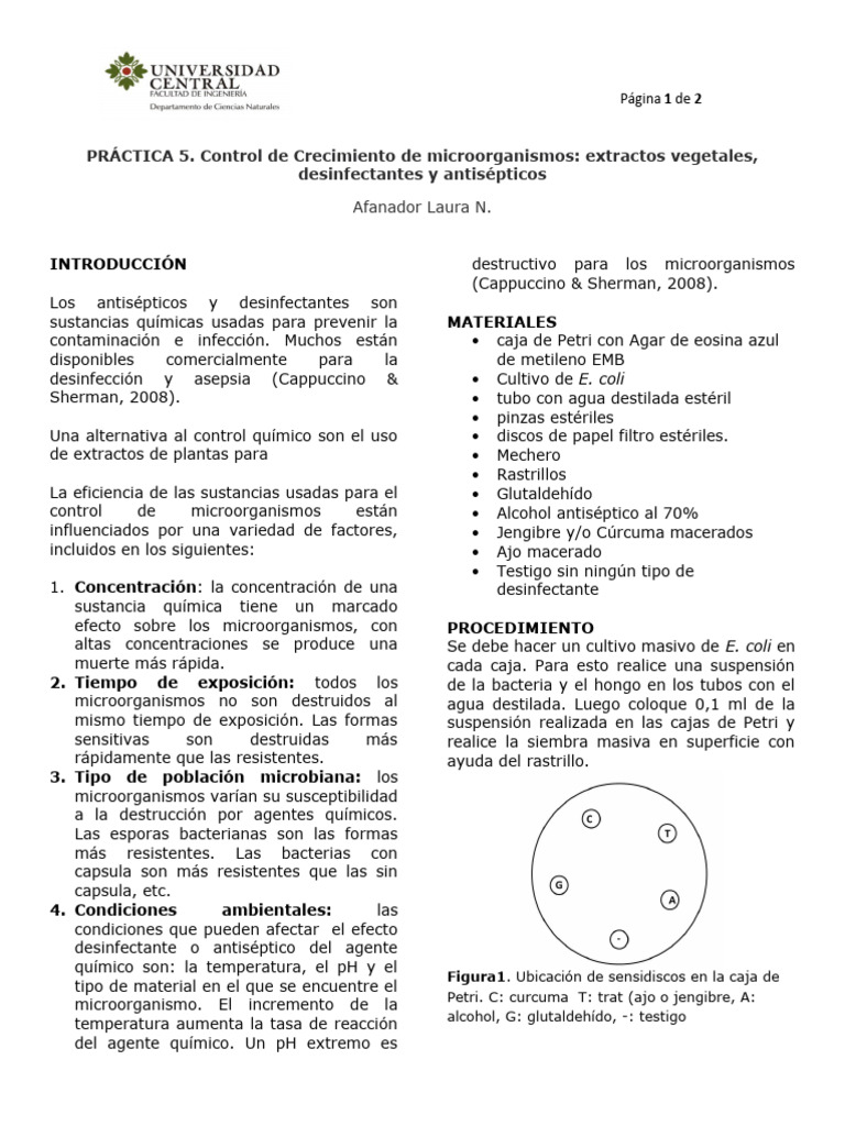 Práctica Control Microbiano | Descargar gratis PDF | Antimicrobiano | Las bacterias