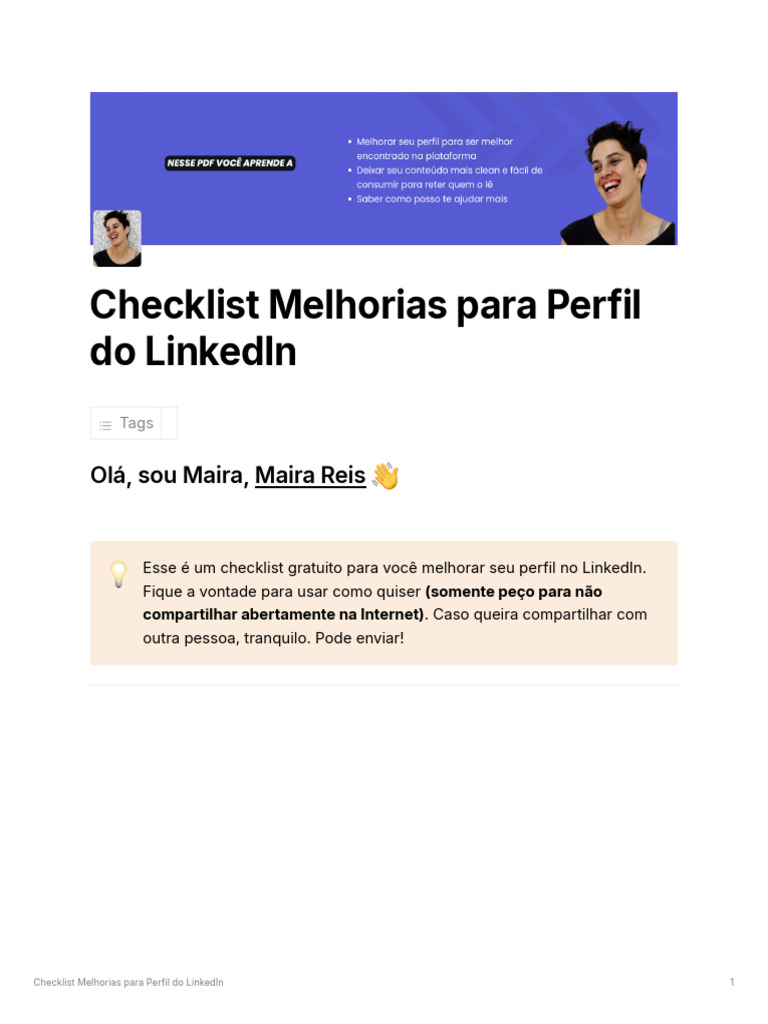 Checklist LinkedIn | PDF | Marketing | LinkedIn