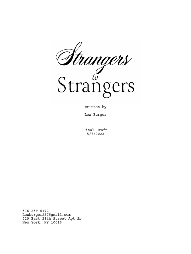 Strangers To Strangers ShootingScript | PDF