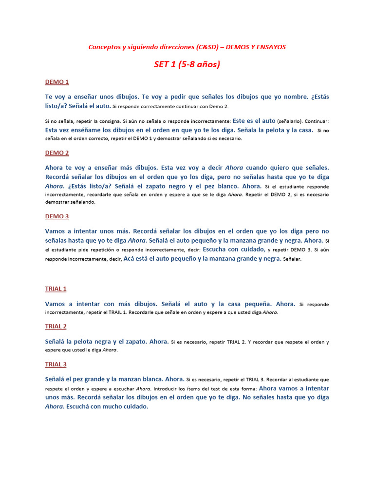 Protocolo de Indicaciones CELF-4 (Que Faltan en Folleto de Registro ...