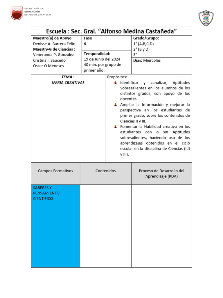 Plan de Accion - Ciencias - Secu | PDF | Aprendizaje | Cognición