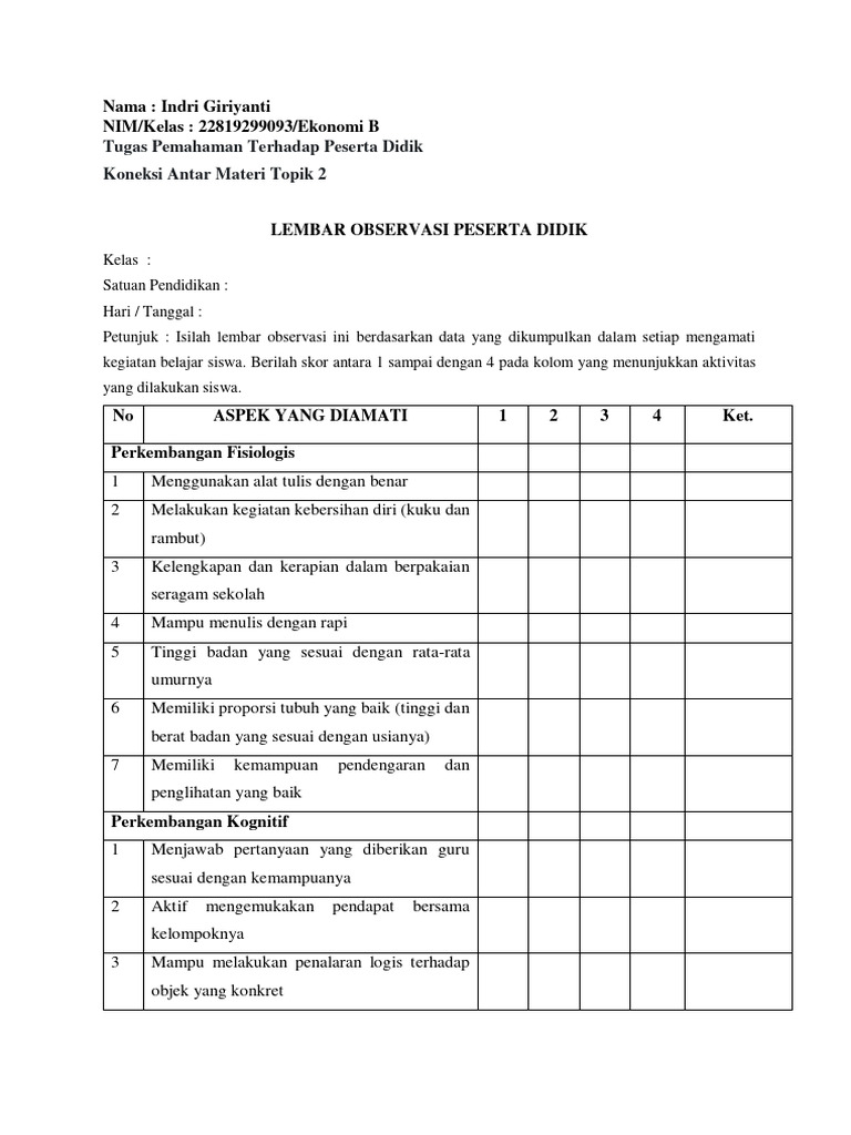 Lembar Observasi PPD Topik 2 | PDF | Karier & Perkembangan | Pengembangan Diri