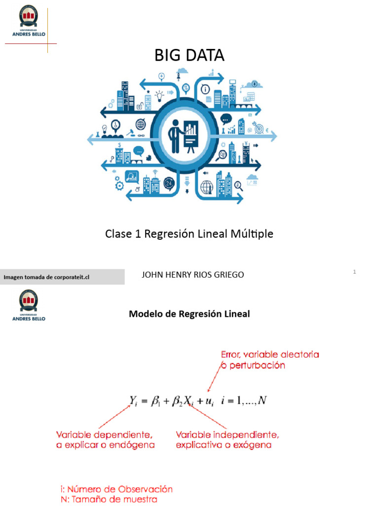Clase 1 Regresión Lineal Múltiple (BD) CM | PDF | Mínimos cuadrados ordinarios | Análisis matemático