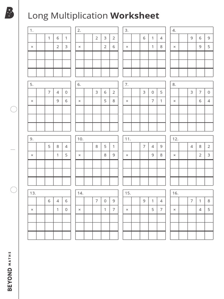 Long Multiplication Practice Worksheet | PDF