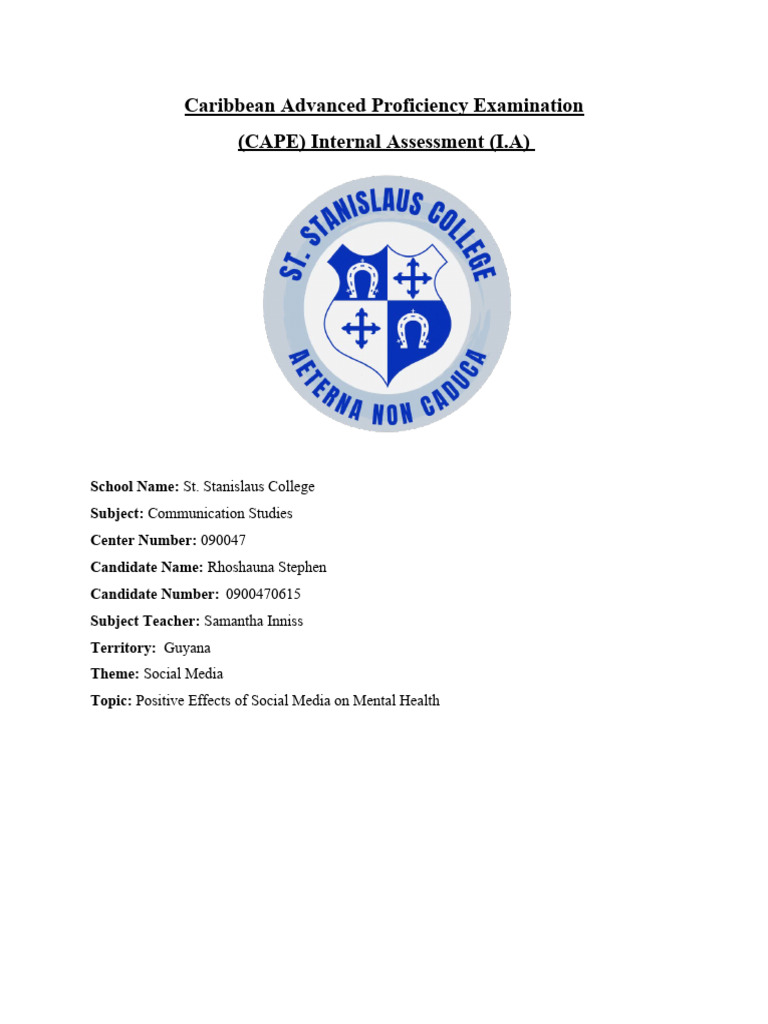 Communication Studies IA - Rhoshauna Stephen | PDF | Popular Culture ...