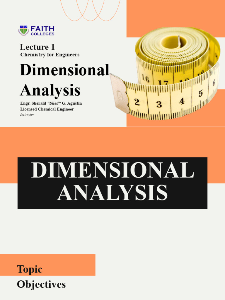 CHE-C4E Lecture 1 - Dimensional Analysis | PDF | Quantity | Metrology